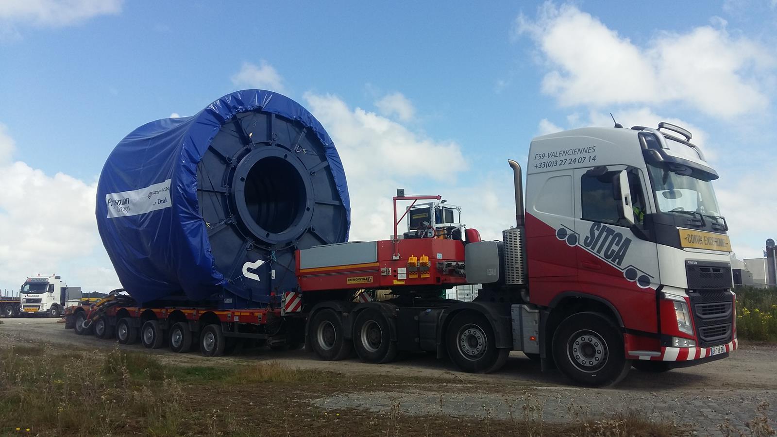 A 70t cable drum on a CombiMAX PA-X - Faymonville Trailers
